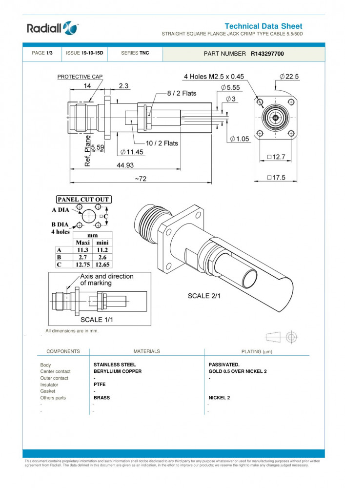 Radiall R143297700 datasheet page 1