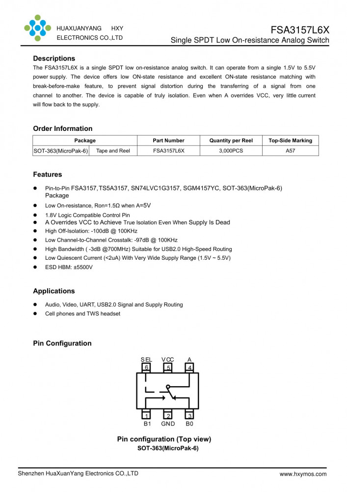 FSA3157L6X-HXY datasheet page 1