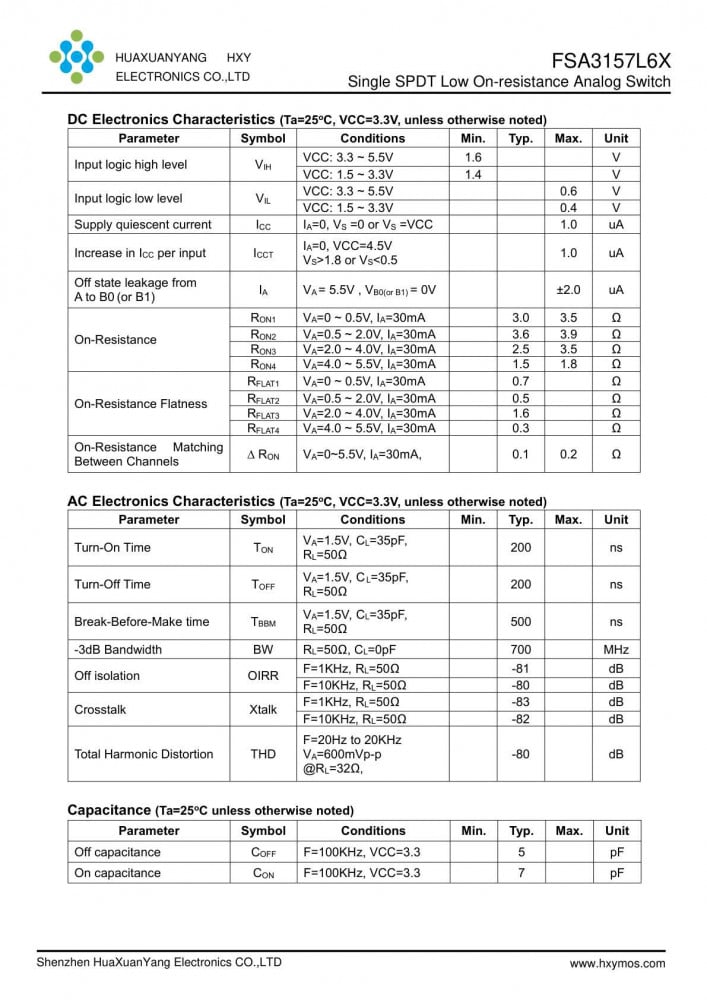 FSA3157L6X-HXY datasheet page 3