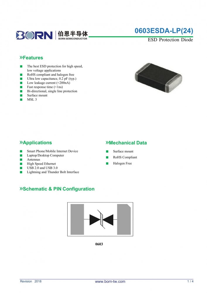 0603ESDA-LP(24) datasheet page 1