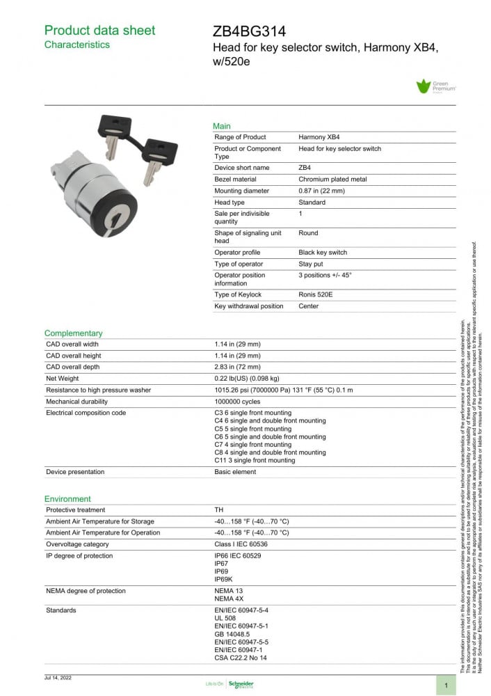 ZB4BG314 technical document page 1