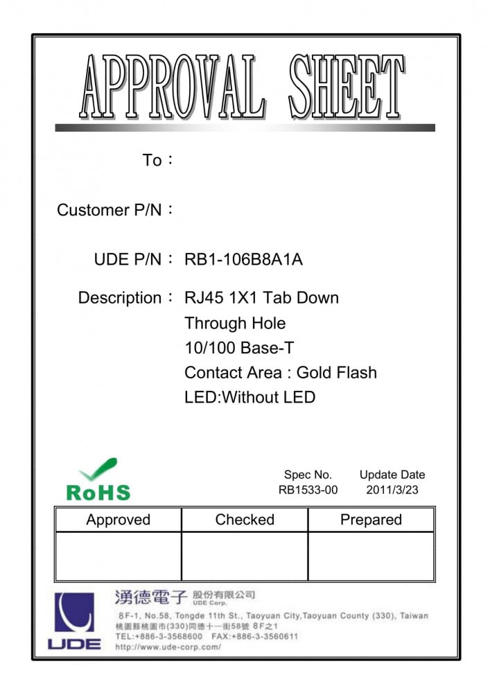 RB1-106B8A1A approval sheet