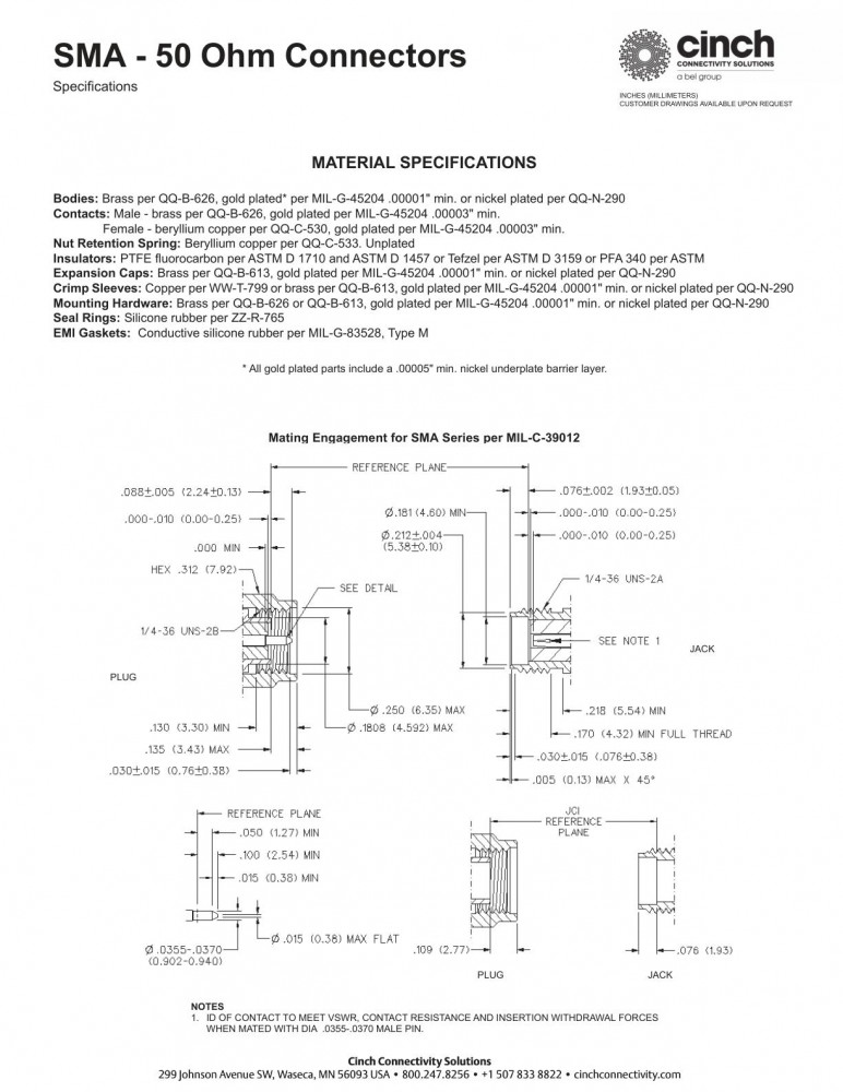 CINCH 142-0801-811 technical document page 3