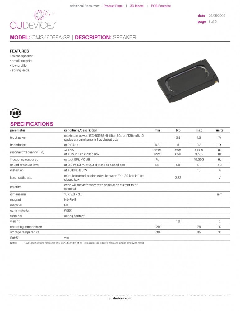 CMS-16098A-SP technical document page 1