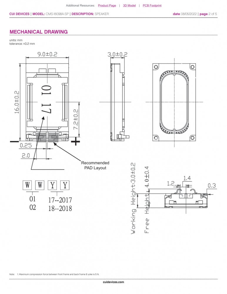 CMS-16098A-SP technical document page 2