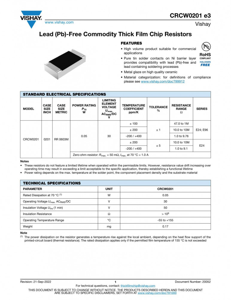 Product datasheet page 1