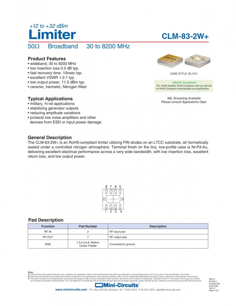 CLM-83-2W+ datasheet page 2