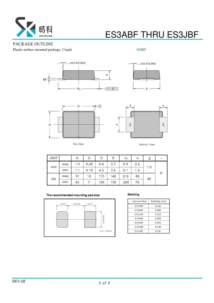 ES3DBF datasheet page 3