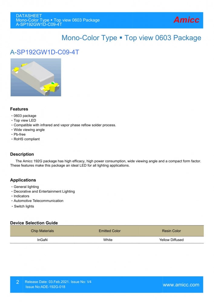 A-SP192GW1D-C09-4T approval sheet page 2