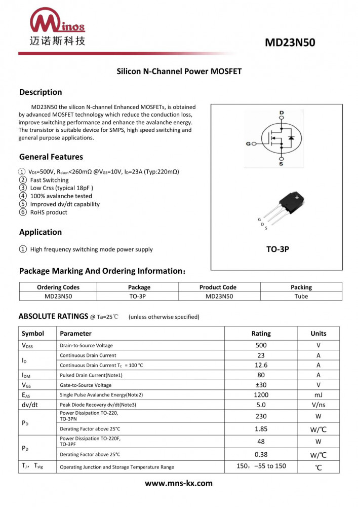 MD23N50 datasheet page 1