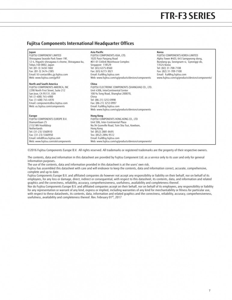 FTR-F3 datasheet page 7