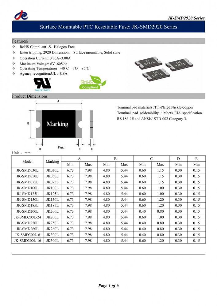 Jinrui JK-SMD300L-16 datasheet page 1