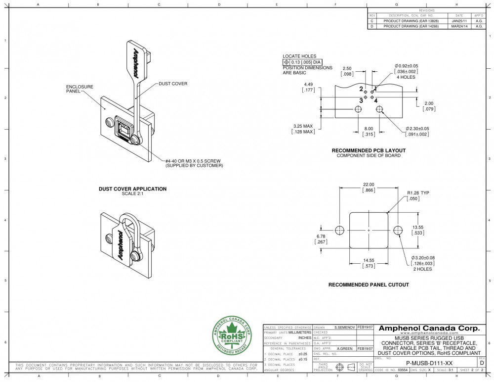 Amphenol MUSBD111M0 product drawing page 2