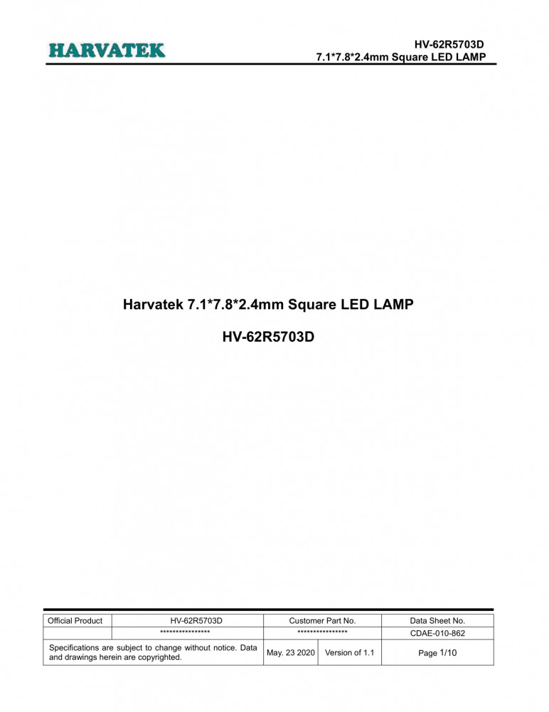 HV-62R5703D datasheet page 1