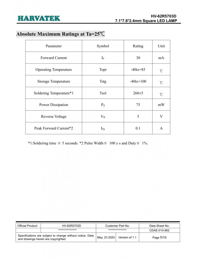 HV-62R5703D datasheet page 5