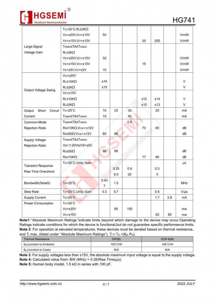 HG741 datasheet page 4