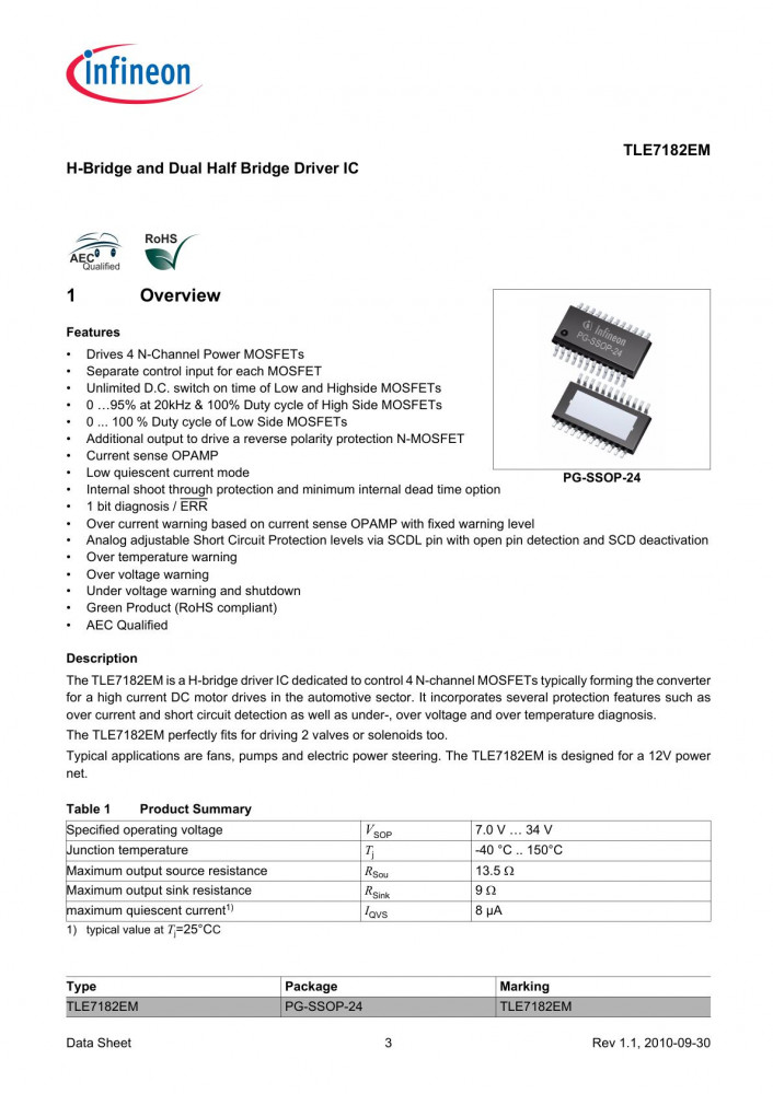TLE7182EM datasheet page 3