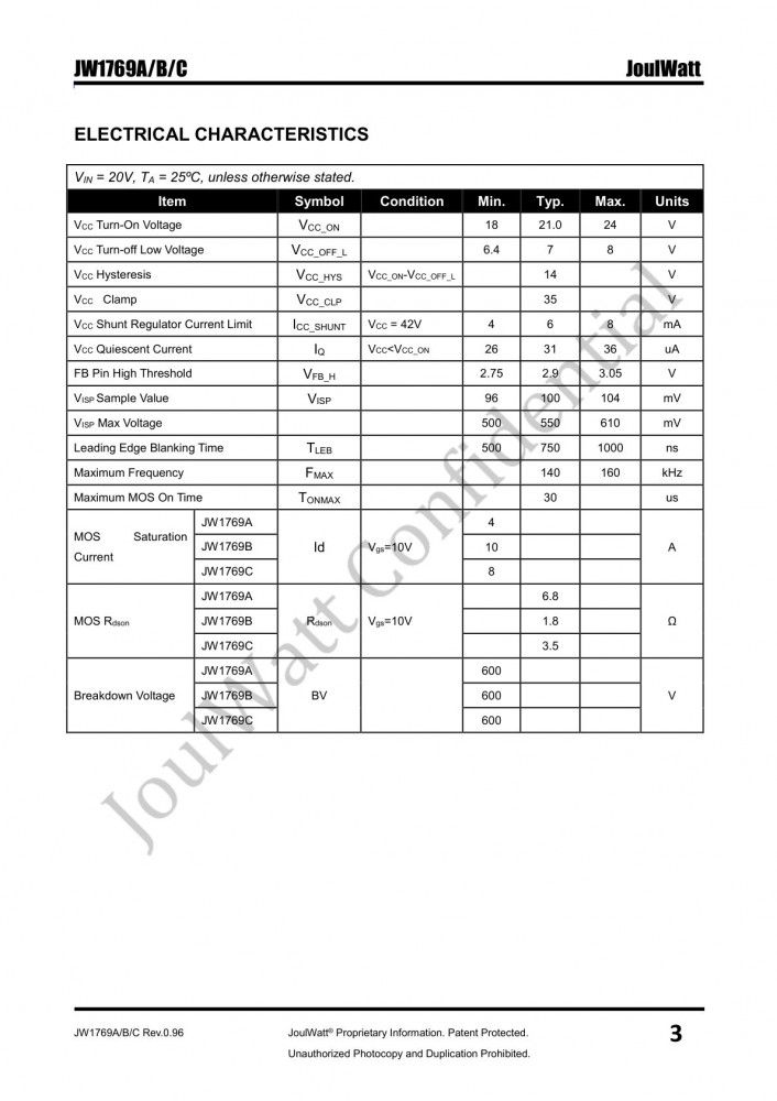 JW1769C datasheet page 3