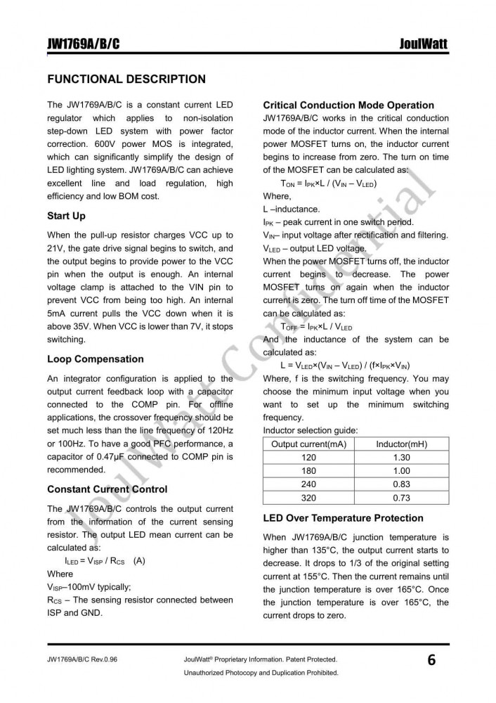 JW1769C datasheet page 6
