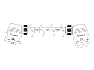 Heavy Duty Connector S-QD 4/2 Double-Ended Cordset, Male (90°) to Female (90°), 10 AWG, Black TPE Cable, 0.20m (7.87