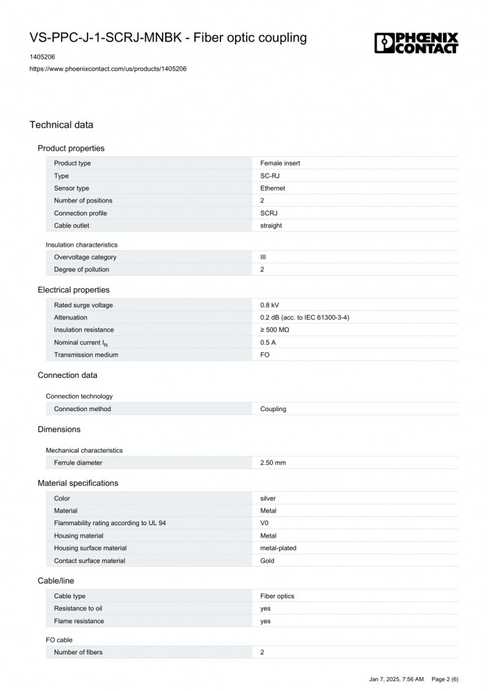 Phoenix Contact 1405206 technical document page 2