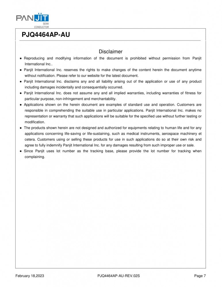 PJQ4464AP-AU datasheet page 7