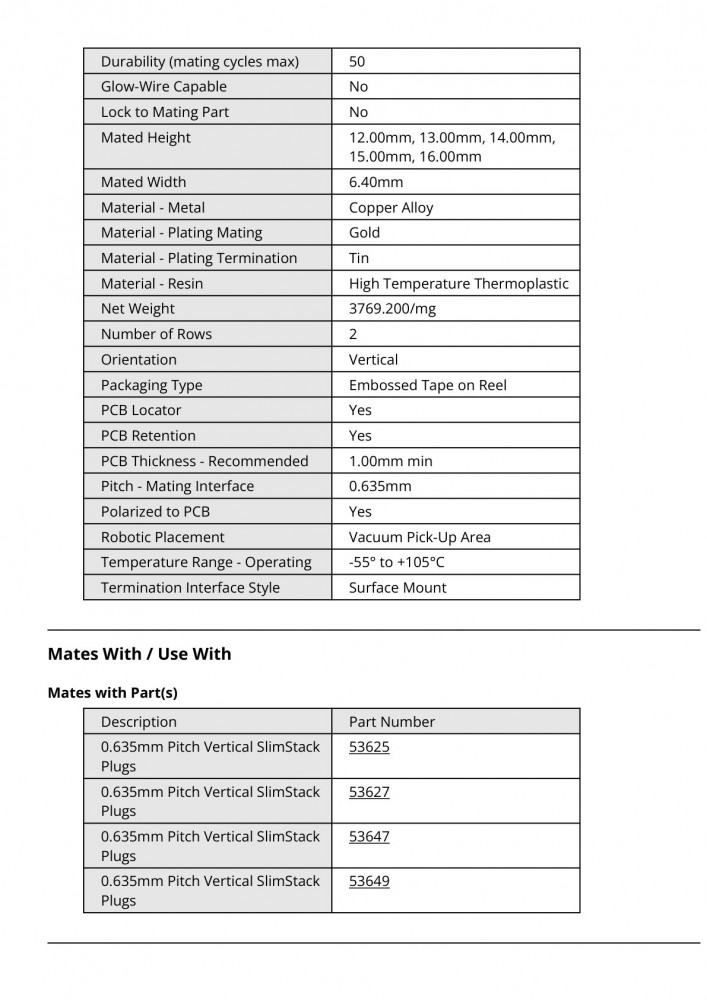 MOLEX 529011874 technical document preview, page 3