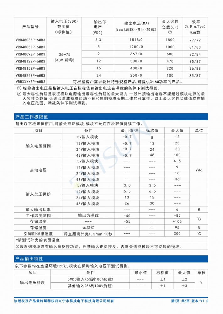 VRB0512ZP-6WR3 datasheet page 2