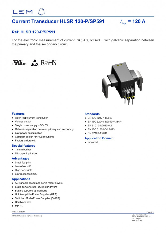 HLSR 120-P/SP591 document page 1