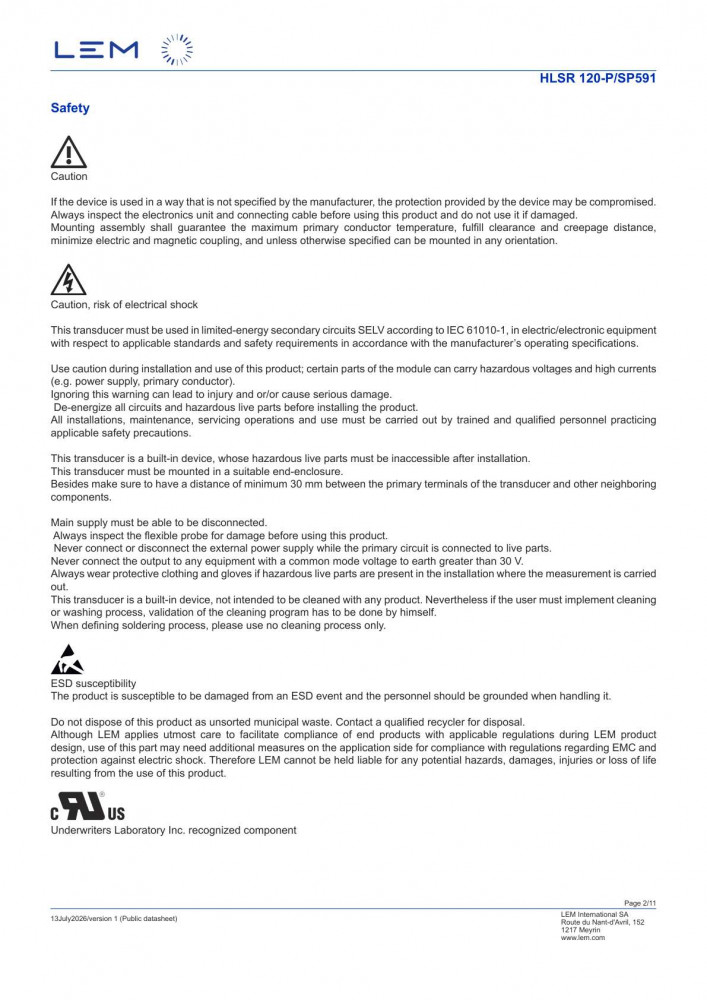 HLSR 120-P/SP591 document page 2