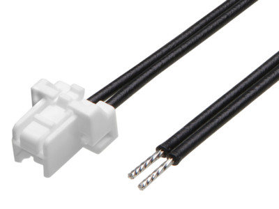 CLIK-Mate-to-CLIK-Mate Off-the-Shelf (OTS) Cable Assembly, 2.00mm Pitch, Single Row, 100.00mm Length, 2 Circuits, White