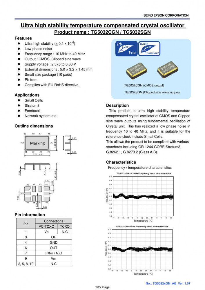 EPSON TG5032CGN datasheet page 2