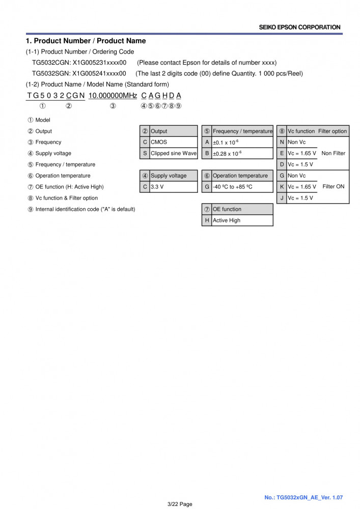 EPSON TG5032CGN datasheet page 3