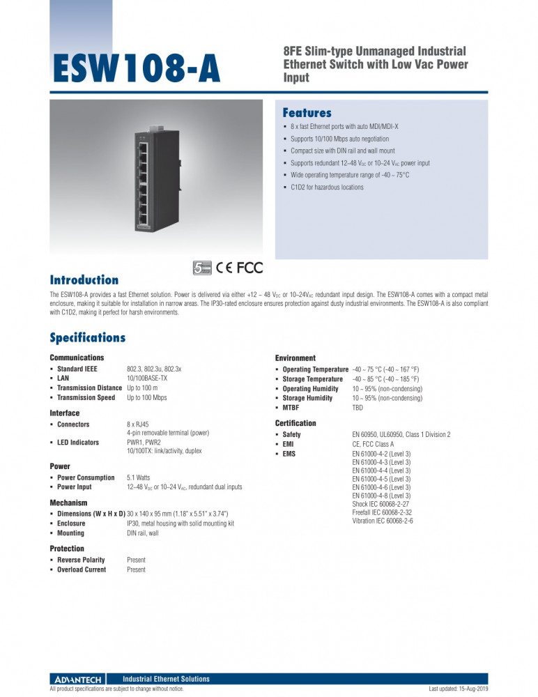 BB-ESW108-A technical documentation page 1