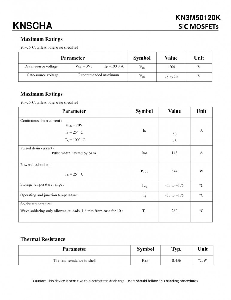 KN3M50120K datasheet page 2