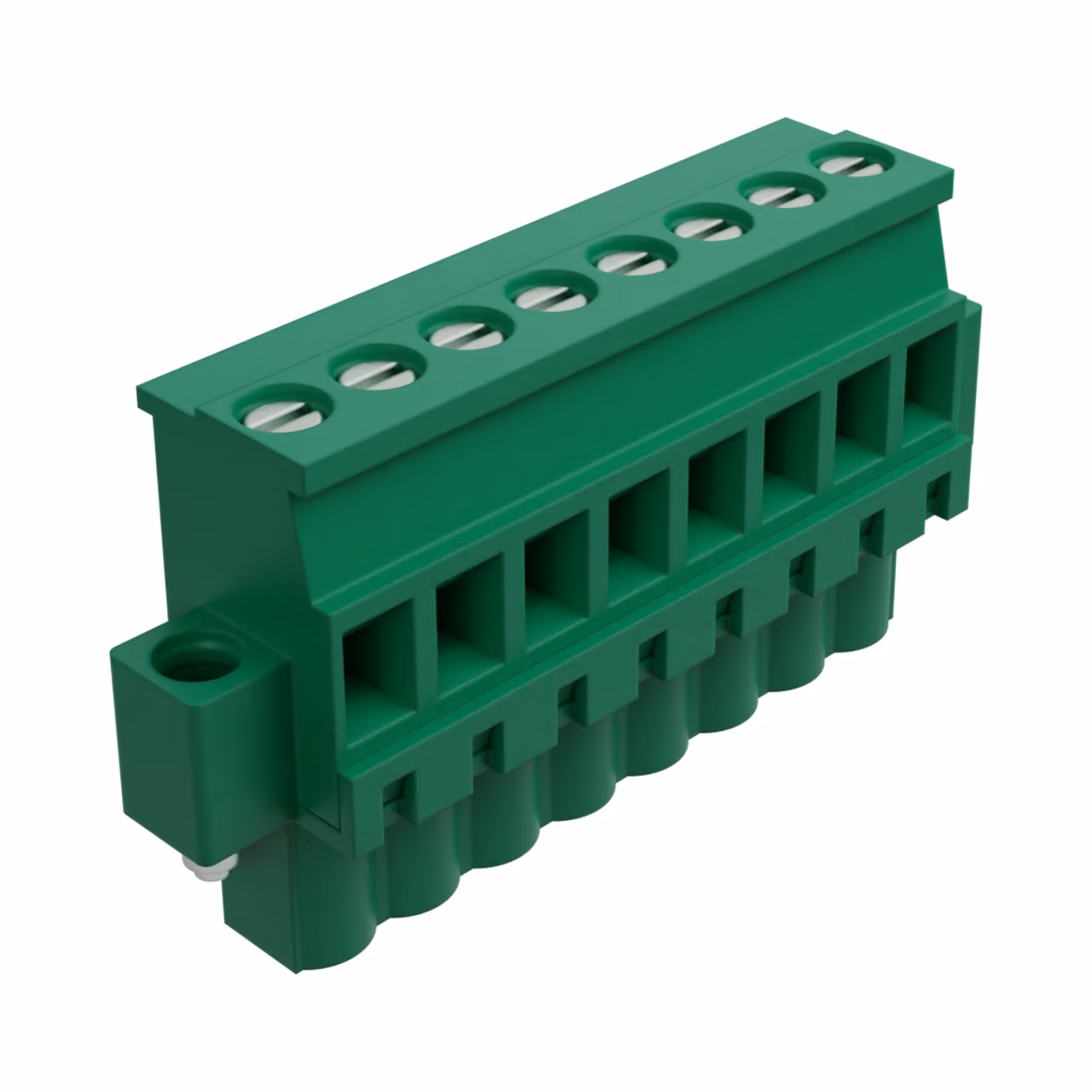 5.00mm Pitch Eurostyle Vertical Plug, with Retention Screws and Standard  Imprinting, Rear Wire Entry, Green Housing, 8 Circuits for sale