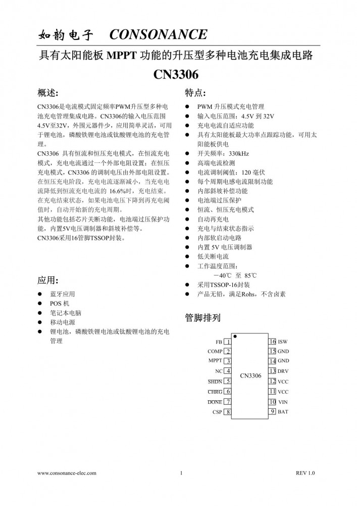 CN3306 datasheet page 1
