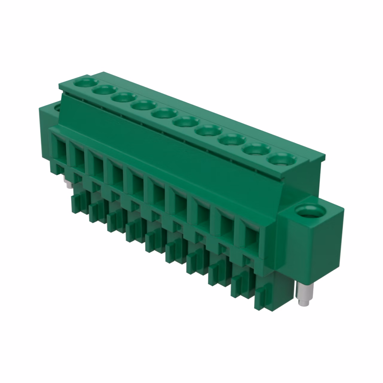 3.81mm Pitch Eurostyle Vertical Plug, with Retention Screws and Standard  Imprinting, Front Wire Entry, Green Housing, 10 Circuits for sale