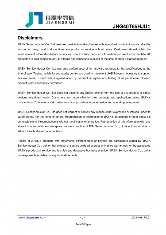JNG40T65HJU1 datasheet page 7