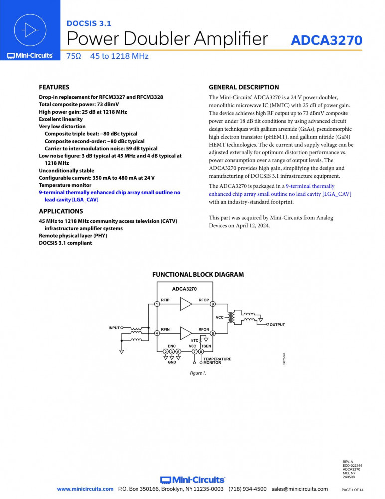 ADCA3270 technical document page 1