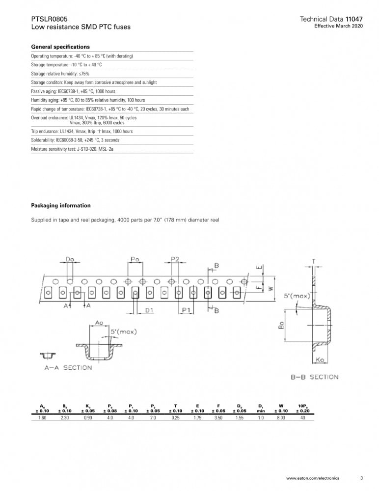EATON PTSLR0805 datasheet page 3