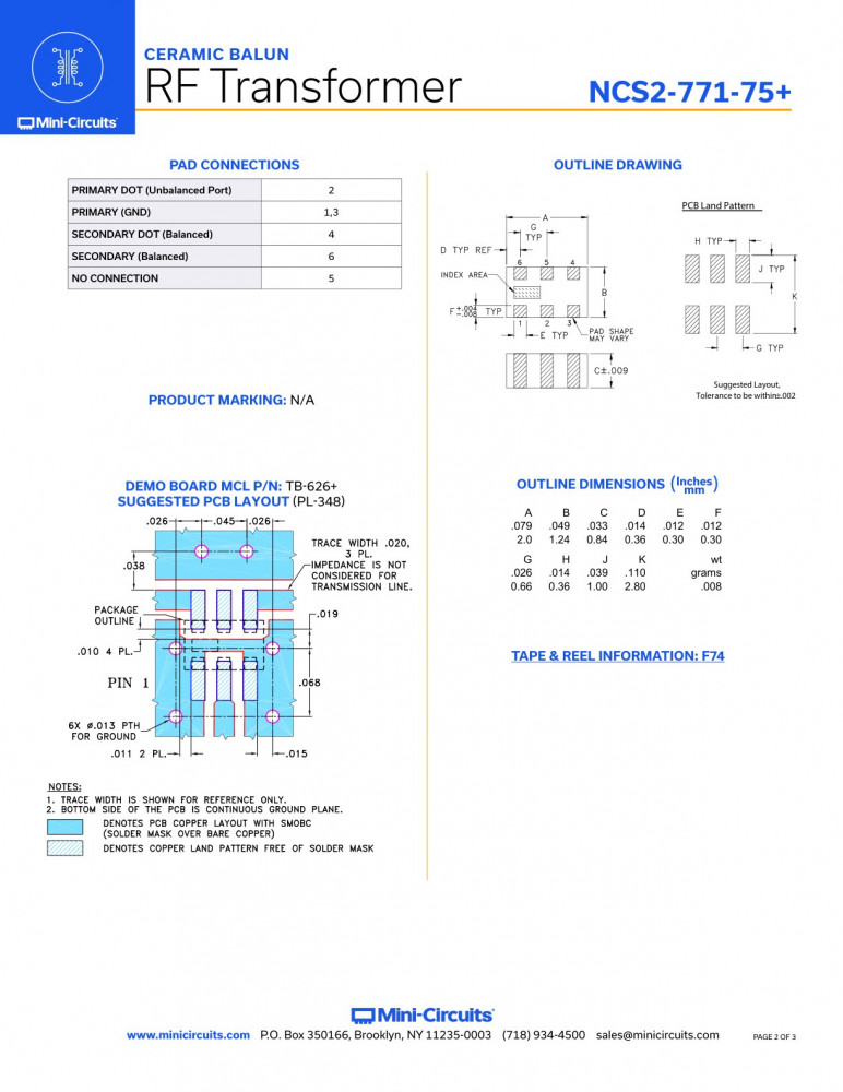 NCS2-771-75+ technical document page 2