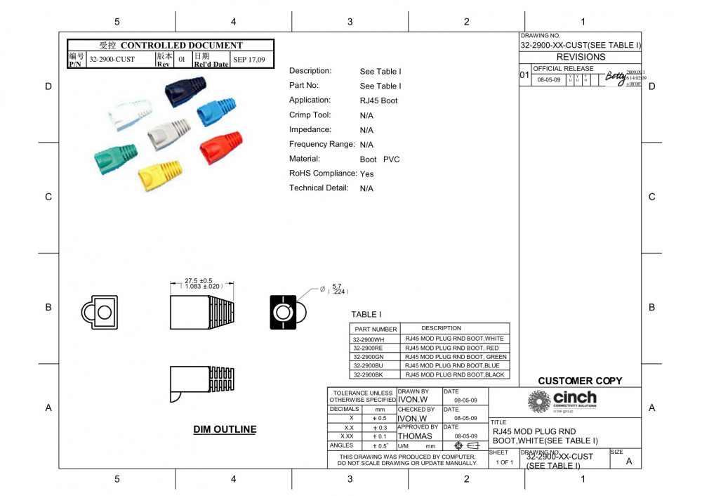 Bel Fuse 32-2900BU technical drawing preview