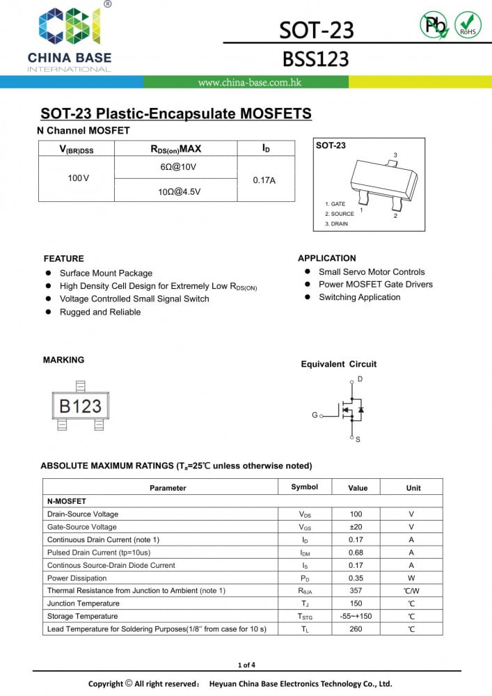 CBI BSS123 datasheet page 1