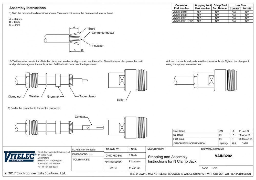 CINCH VNS30 assembly instruction preview