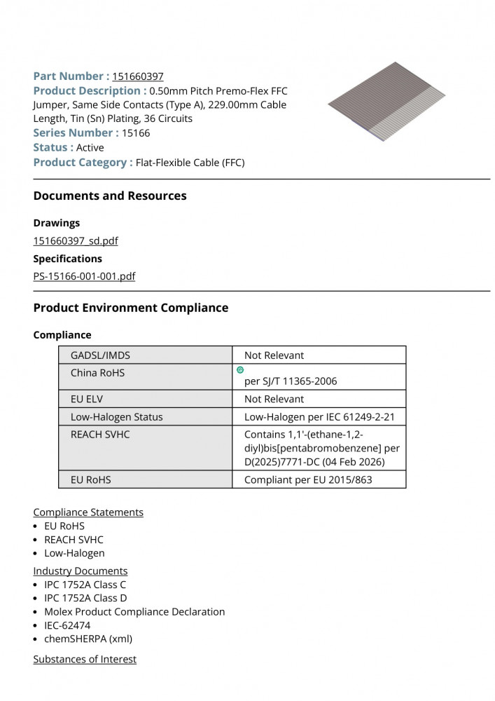 MOLEX 151660397 technical document image 1