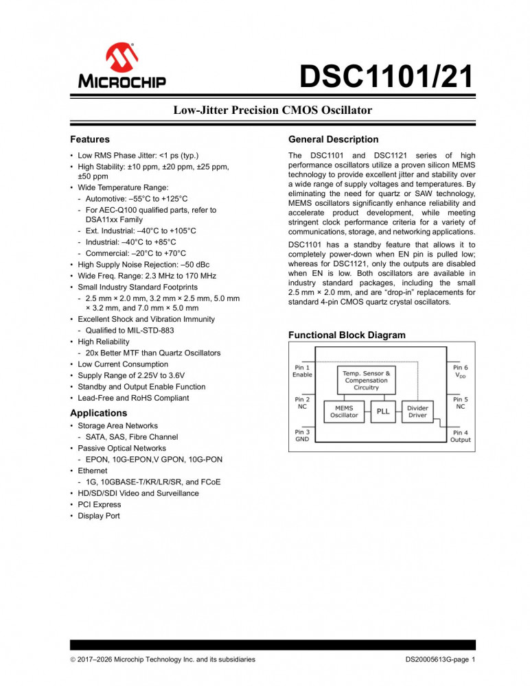 DSC1121 datasheet page 1
