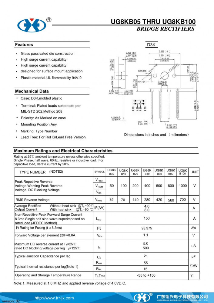 UG8KB100 datasheet page 1