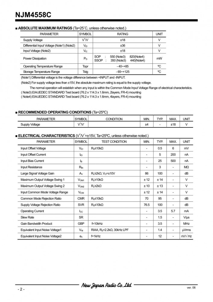 NJM4558C datasheet page 2