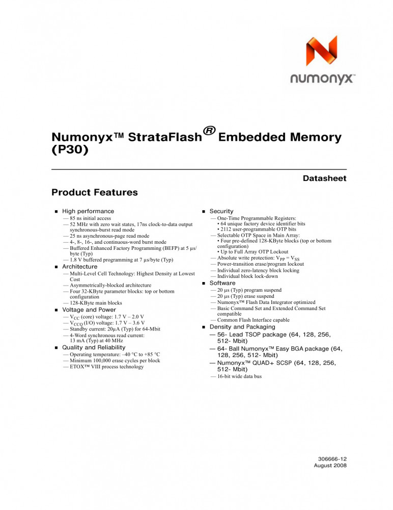 P30 datasheet page 1
